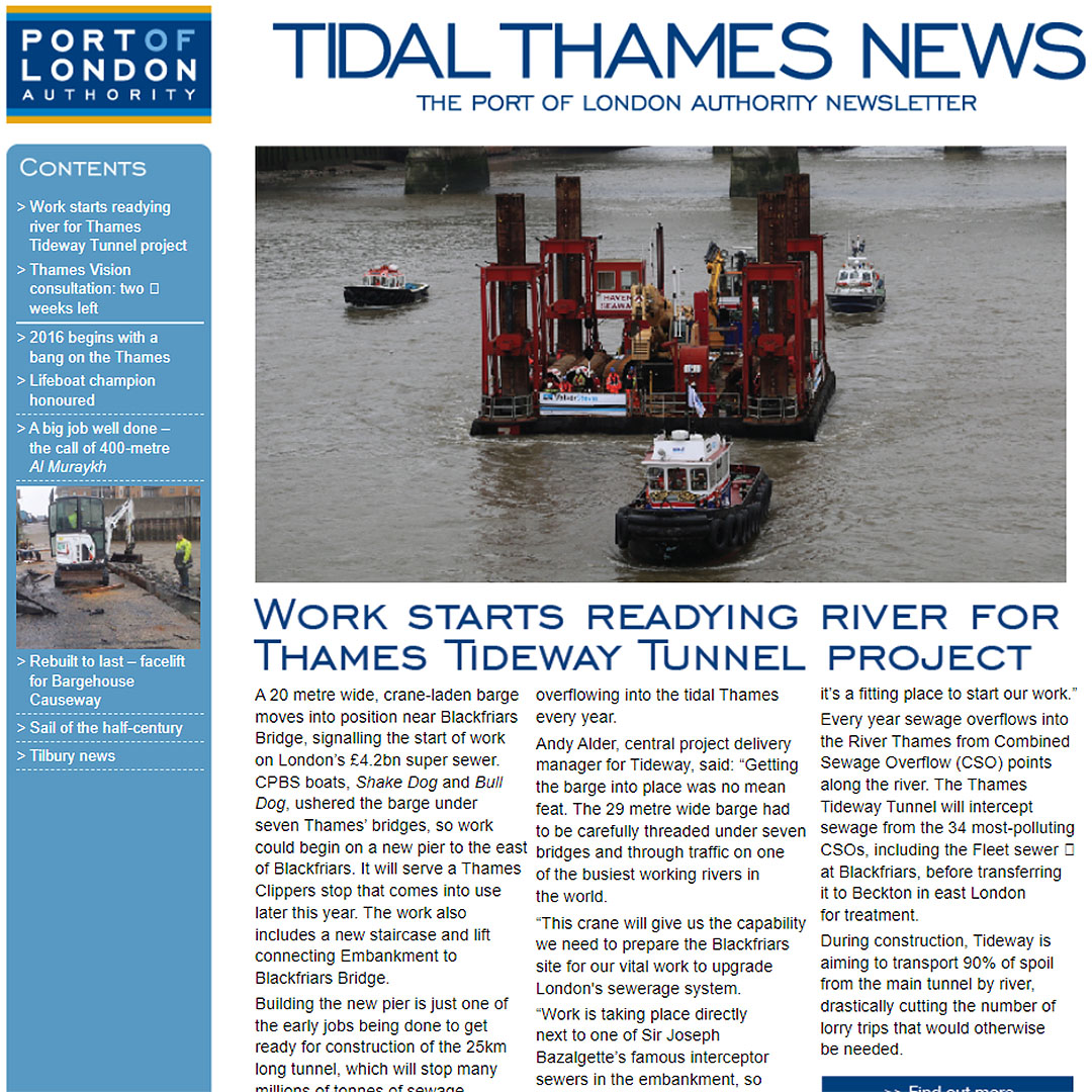 Tidal Thames News Archive | Port of London Authority